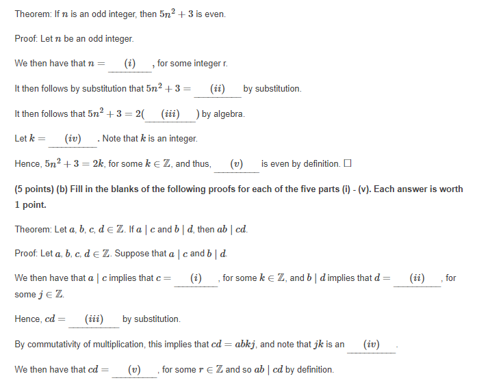 Solved Theorem: If n is an odd integer, then 5n² + 3 is | Chegg.com