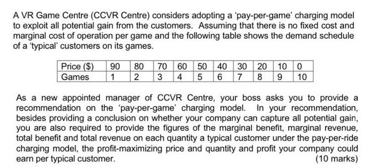 Solved AVR Game Centre (CCVR Centre) considers adopting a | Chegg.com