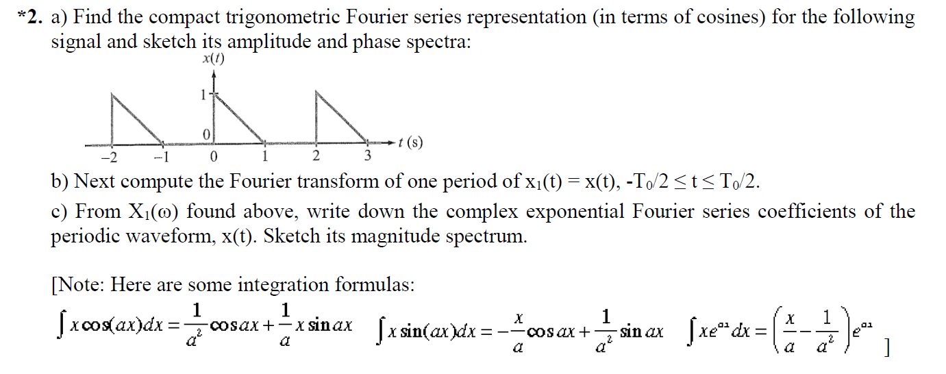 *2. a) Find the compact trigonometric Fourier series | Chegg.com