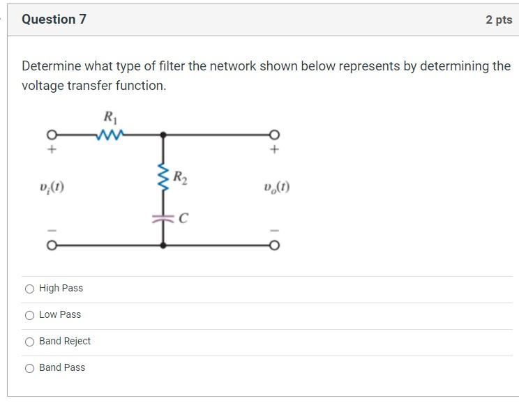 Solved Determine what type of filter the network shown below | Chegg.com