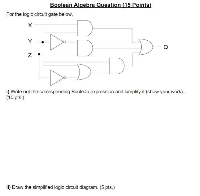 Solved Boolean Algebra Question (15 Points) For the logic | Chegg.com