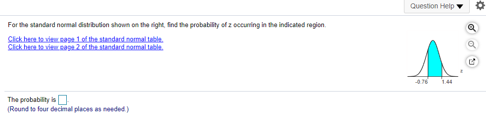 Solved For the standard normal distribution shown on the | Chegg.com