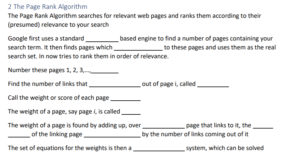 Solved 2 The Page Rank Algorithm The Page Rank Algorithm | Chegg.com