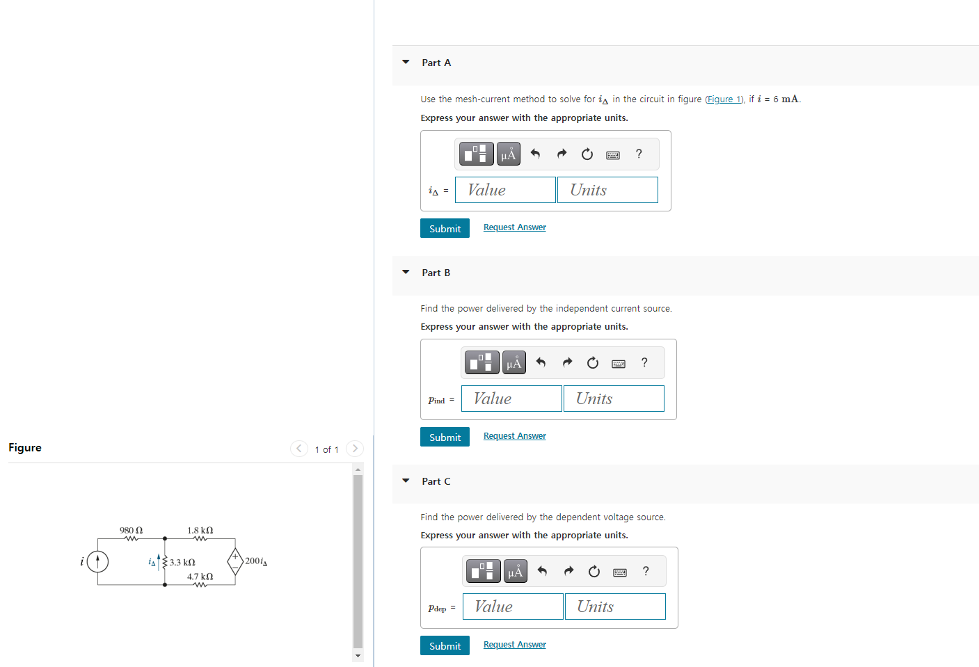 Solved Use the mesh-current method to solve for iΔ in the | Chegg.com