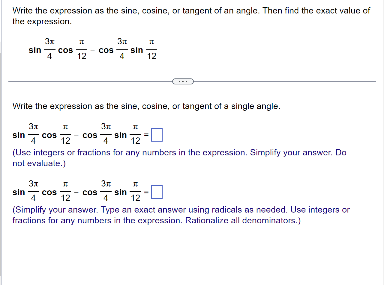 Solved Use a sum or difference formula to find the exact | Chegg.com