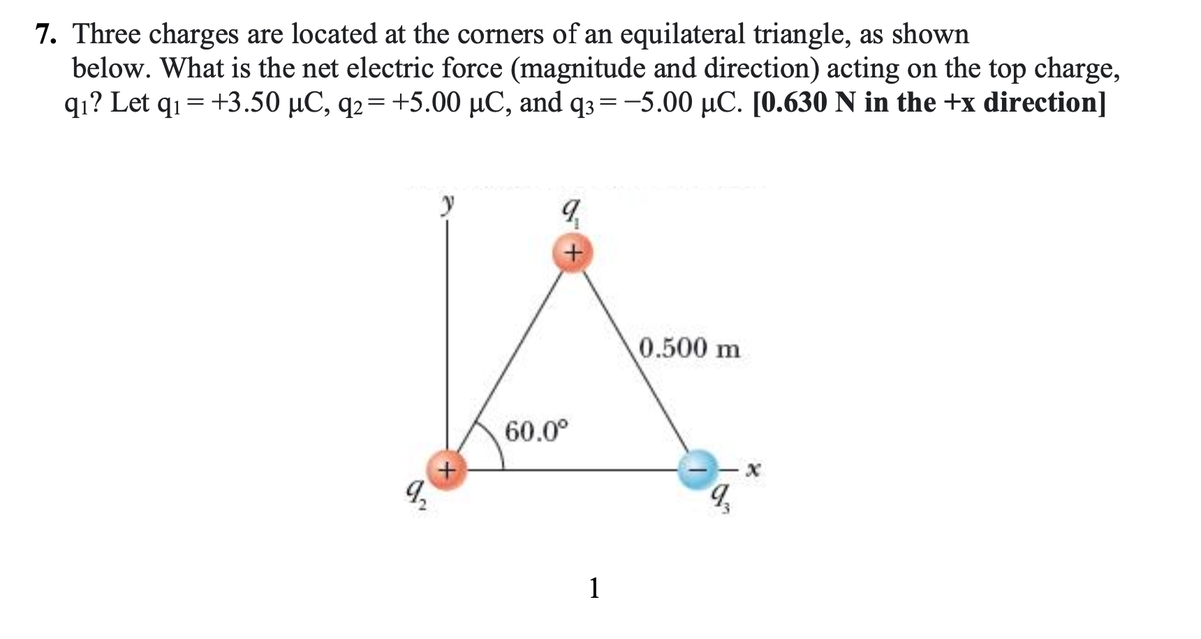 Solved 7. Three charges are located at the corners of an | Chegg.com