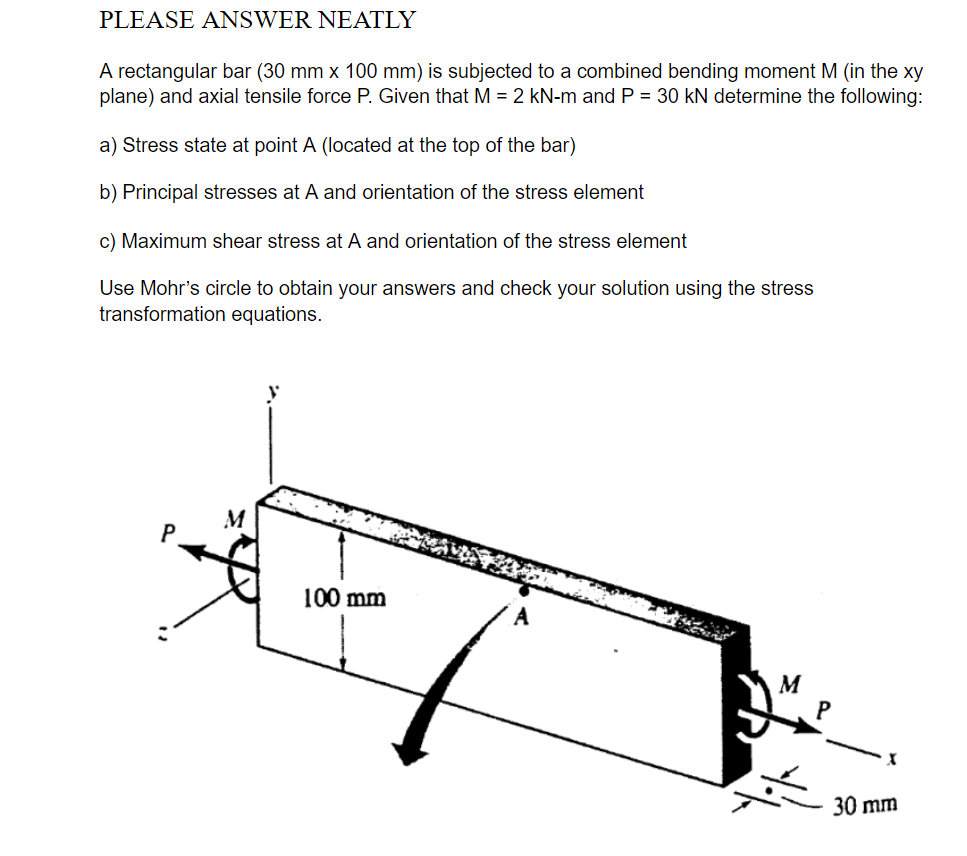 Solved PLEASE ANSWER NEATLY A rectangular bar (30 mm x 100 | Chegg.com