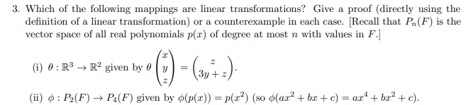 Solved 3. Which of the following mappings are linear | Chegg.com