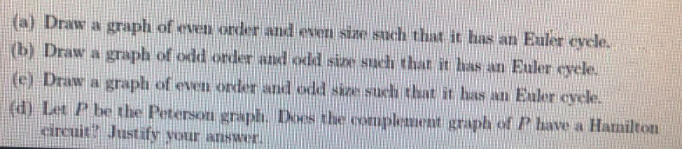 Solved (a) Draw a graph of even order and even size such | Chegg.com