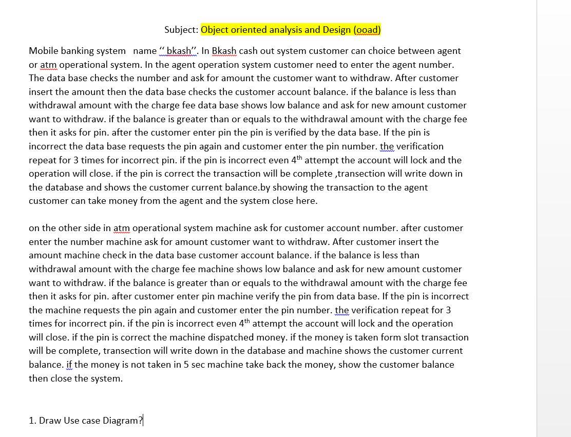 Solved Subject: Object oriented analysis and Design (ooad) | Chegg.com