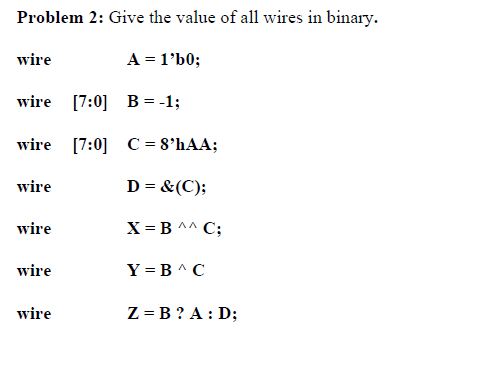 Solved Problem 2: Give the value of all wires in binary. | Chegg.com