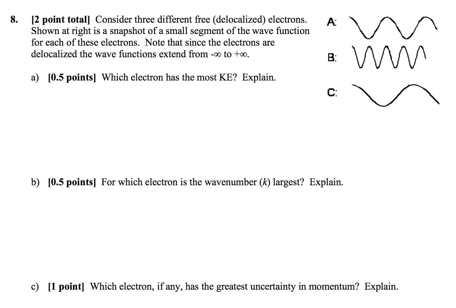 Solved [2 point total] Consider three different free | Chegg.com