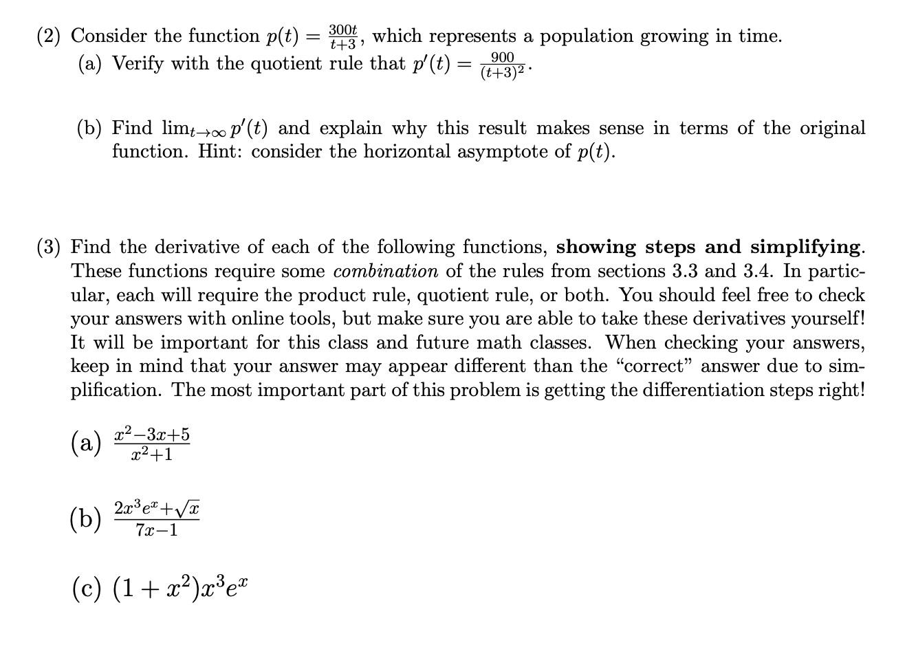 Solved 300t t+3 (2) Consider the function p(t) which | Chegg.com