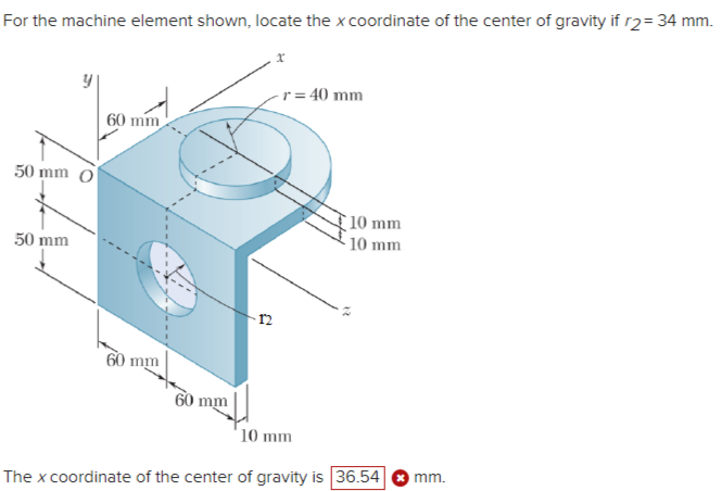 Solved For the machine element shown, locate the x | Chegg.com
