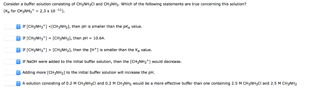 Solved Consider a buffer solution consisting of CH3NH3Cl and | Chegg.com