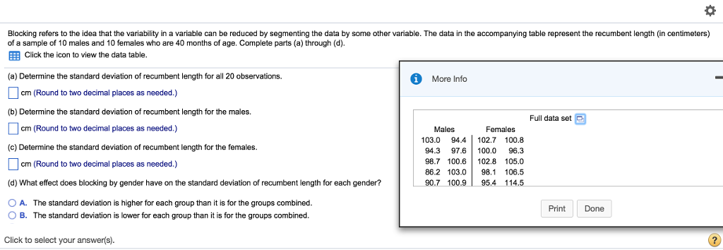 Solved Blocking refers to the idea that the variability in a | Chegg.com