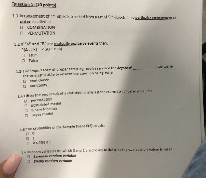 Solved Question 1:(10 points 1.1 Arrangement of"" objects | Chegg.com