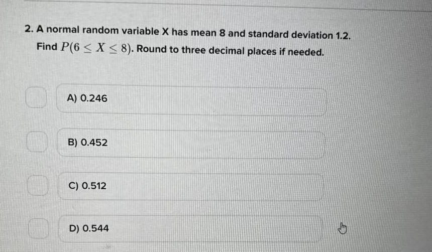 Solved A normal random variable x ﻿has mean 8 ﻿and standard | Chegg.com