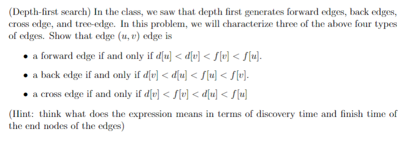 Solved (Depth-first search) In the class, we saw that depth | Chegg.com