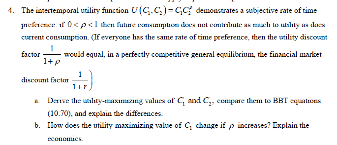 Solved The intertemporal utility function U(G.C)-CC | Chegg.com