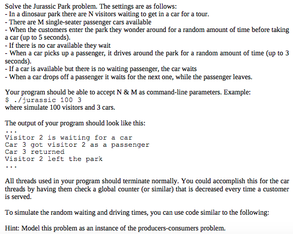 Solve the Jurassic Park problem. The settings are as | Chegg.com