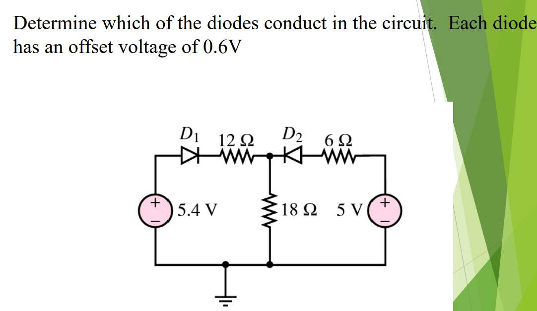 Determine which of the diodes conduct in the circuit. | Chegg.com