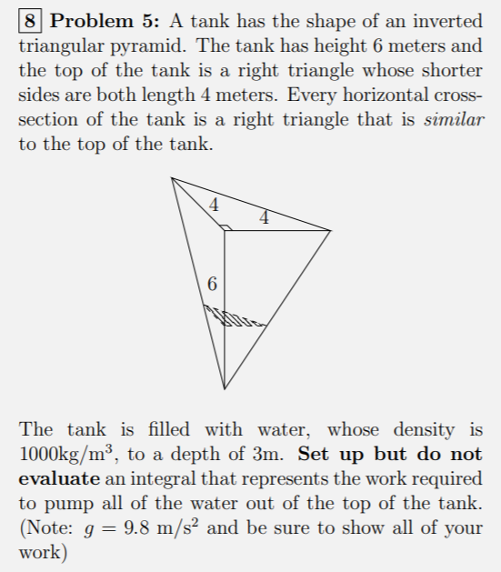 Solved 8 Problem 5: A tank has the shape of an inverted | Chegg.com