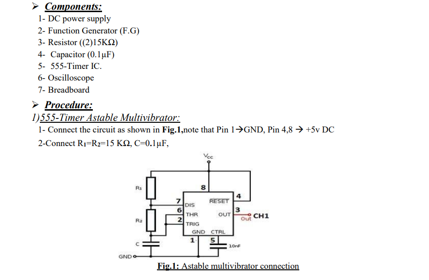 Solved Components: 1- DC power supply 2- Function Generator | Chegg.com