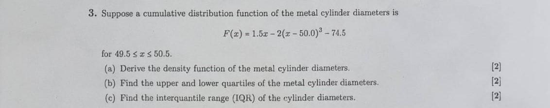 Solved 3. Suppose a cumulative distribution function of the | Chegg.com