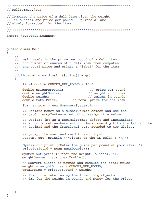 Solved Formatting Output File Deli java contains a partial | Chegg.com