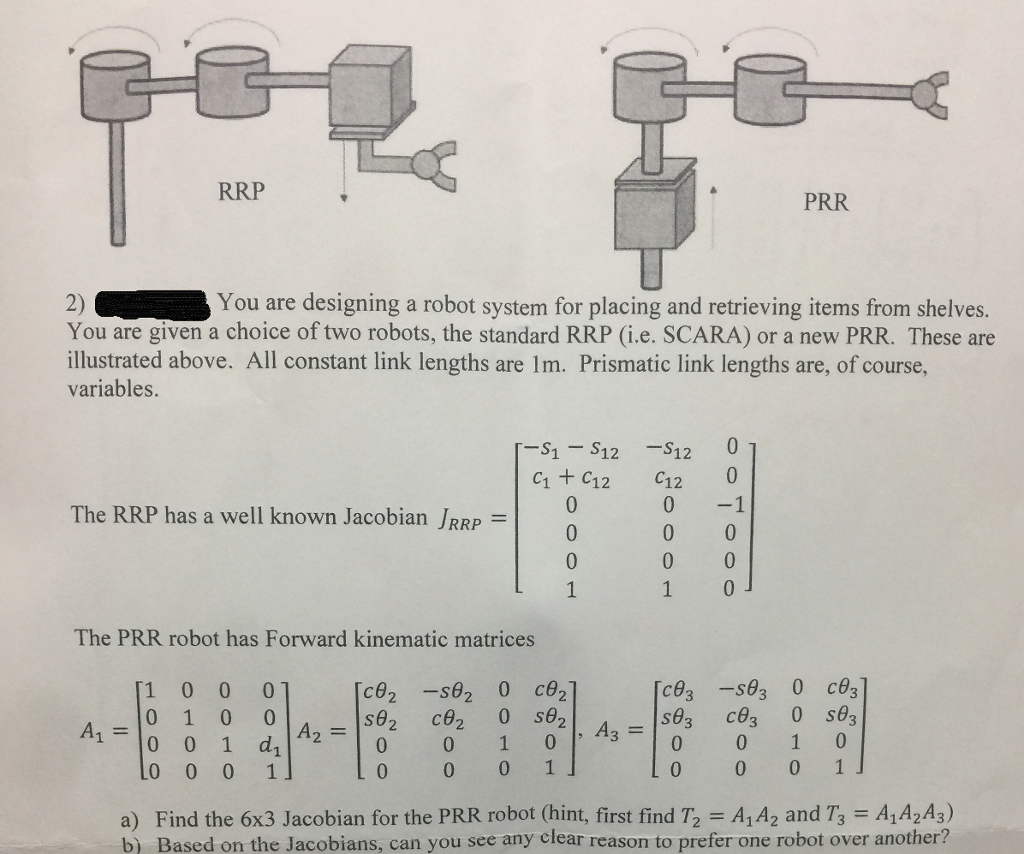 RRP PRR You are designing a robot system for placing | Chegg.com