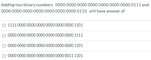 Solved Adding two binary numbers 0000 0000 0000 0000 0000 | Chegg.com