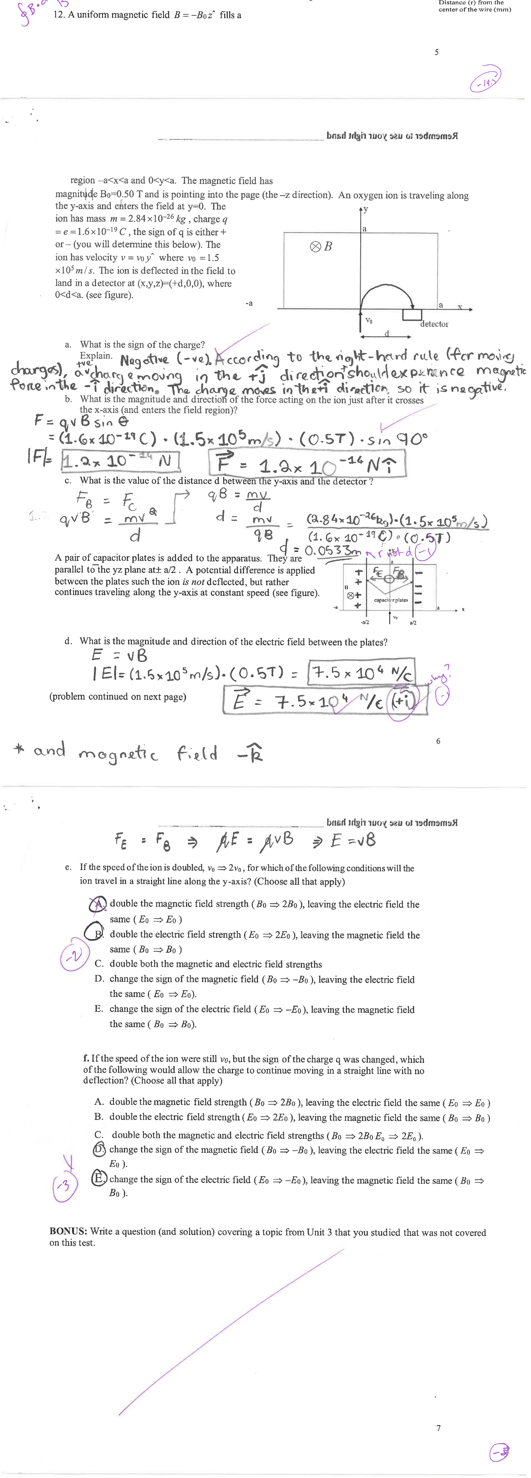12. ﻿A uniform magnetic field -B0z ﻿fills a region | Chegg.com