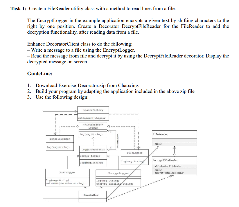 Solved 1 Create A Filereader Utility Class With A Method To