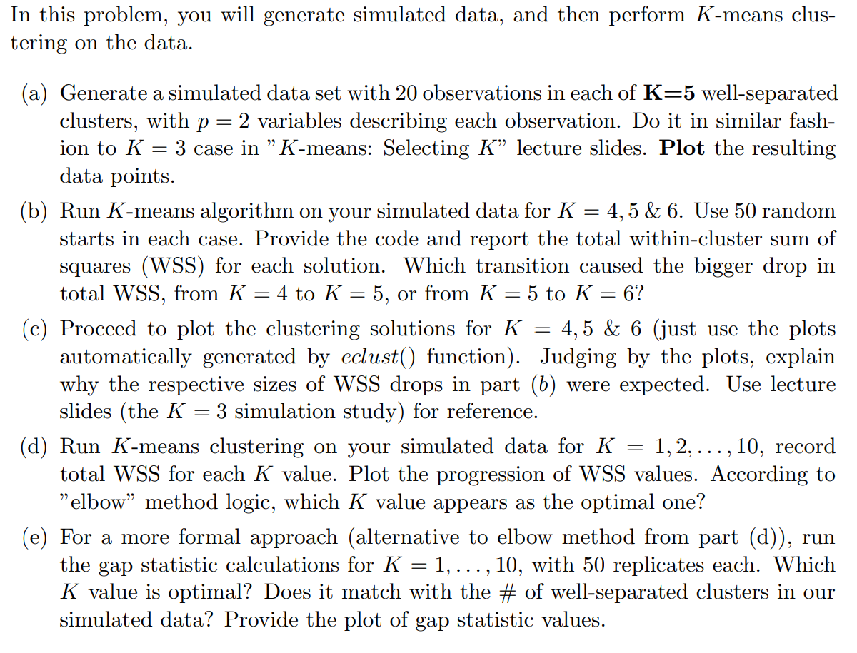 Solved In this problem, you will generate simulated data, | Chegg.com
