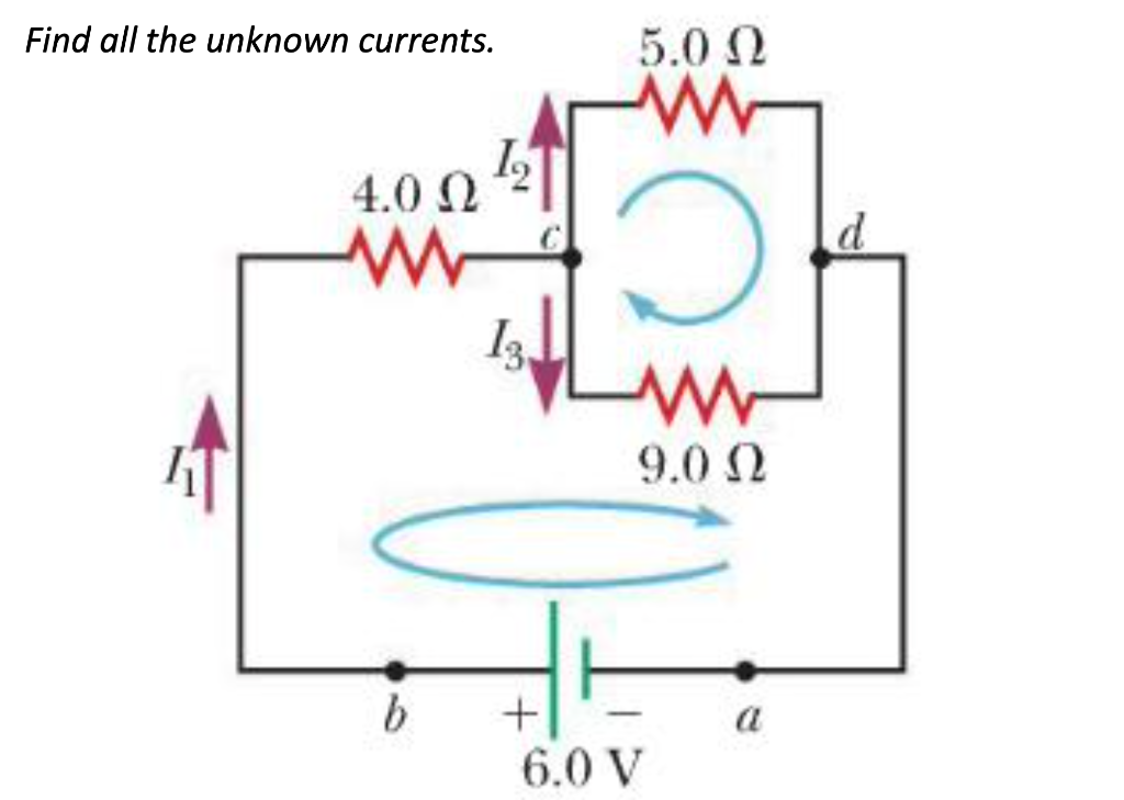 Solved Find all the unknown currents. 5.0 Ω Ικαι 4.0Ω και d | Chegg.com