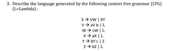 Solved 3. Describe the language generated by the following | Chegg.com