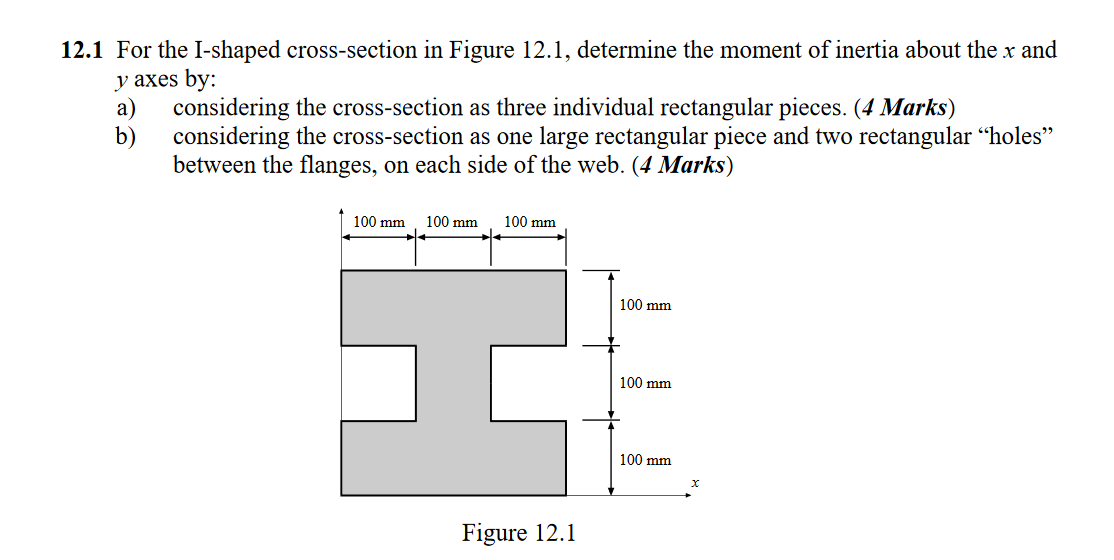 Solved 12.1 For the I-shaped cross-section in Figure 12.1, | Chegg.com