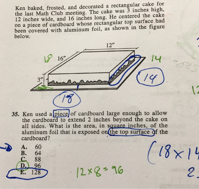 Solved Ken baked, frosted, and decorated a rectangular cake | Chegg.com