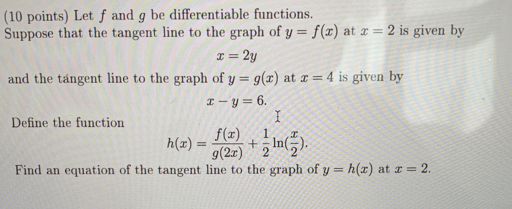 Solved (10 points) Let f and g be differentiable functions. | Chegg.com