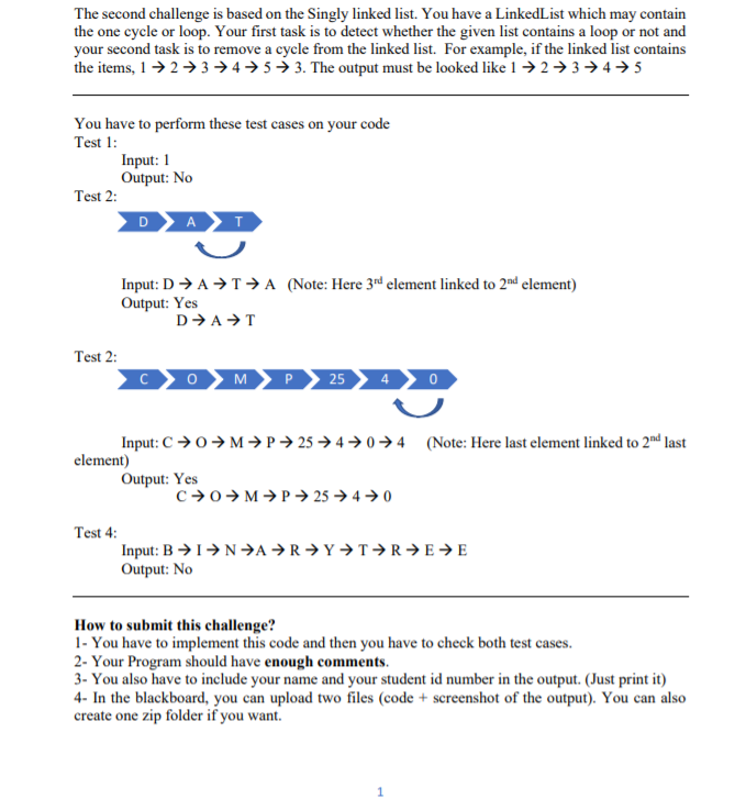 Solved The second challenge is based on the Singly linked | Chegg.com
