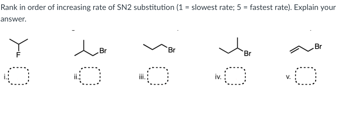 Solved Rank in order of increasing rate of SN2 substitution | Chegg.com