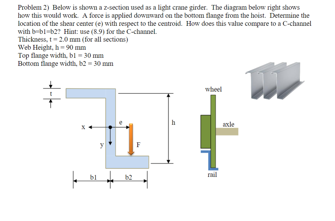 Solved Problem 2) Below is shown a z-section used as a light | Chegg.com