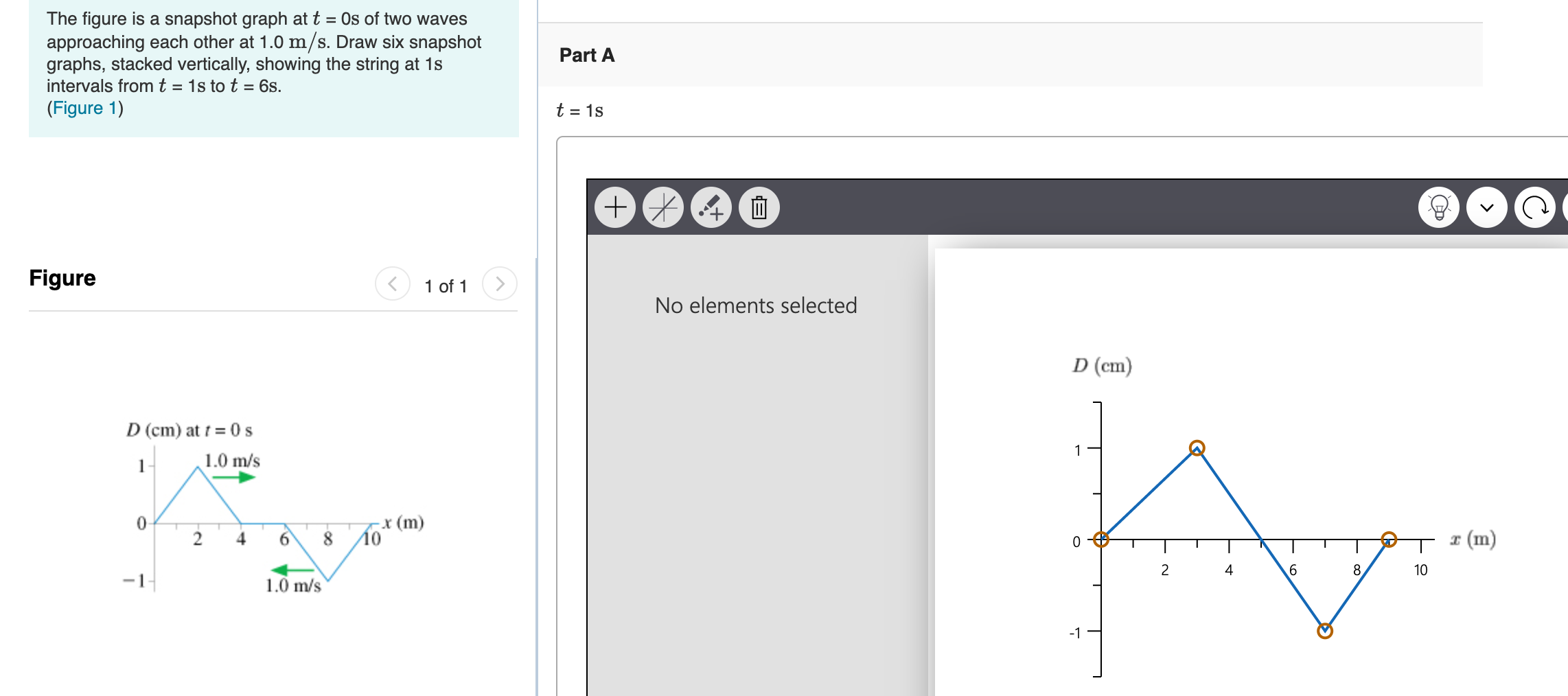 Solved The figure is a snapshot graph at t = Os of two waves | Chegg.com