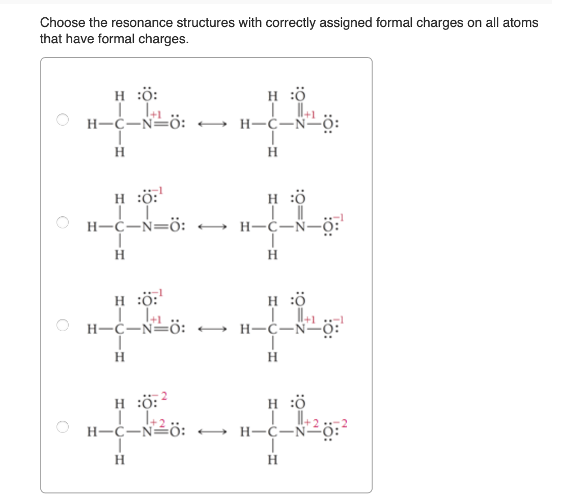 Solved Choose the resonance structures with correctly | Chegg.com