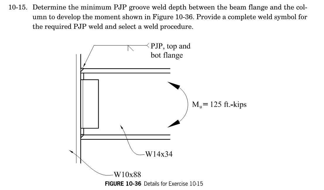 Solved 10-15. Determine the minimum PJP groove weld depth | Chegg.com