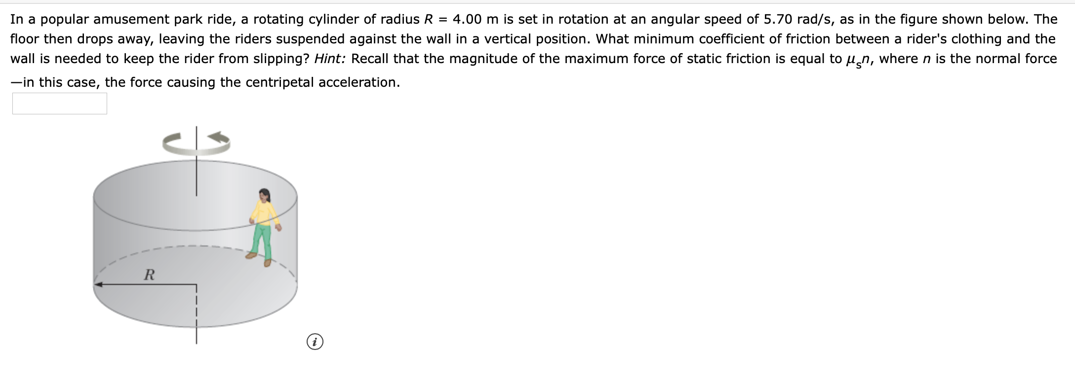 Solved In a popular amusement park ride, a rotating cylinder | Chegg.com