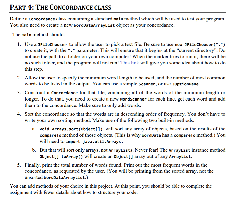 PART 4: THE CONCORDANCE CLASS Define a Concordance | Chegg.com
