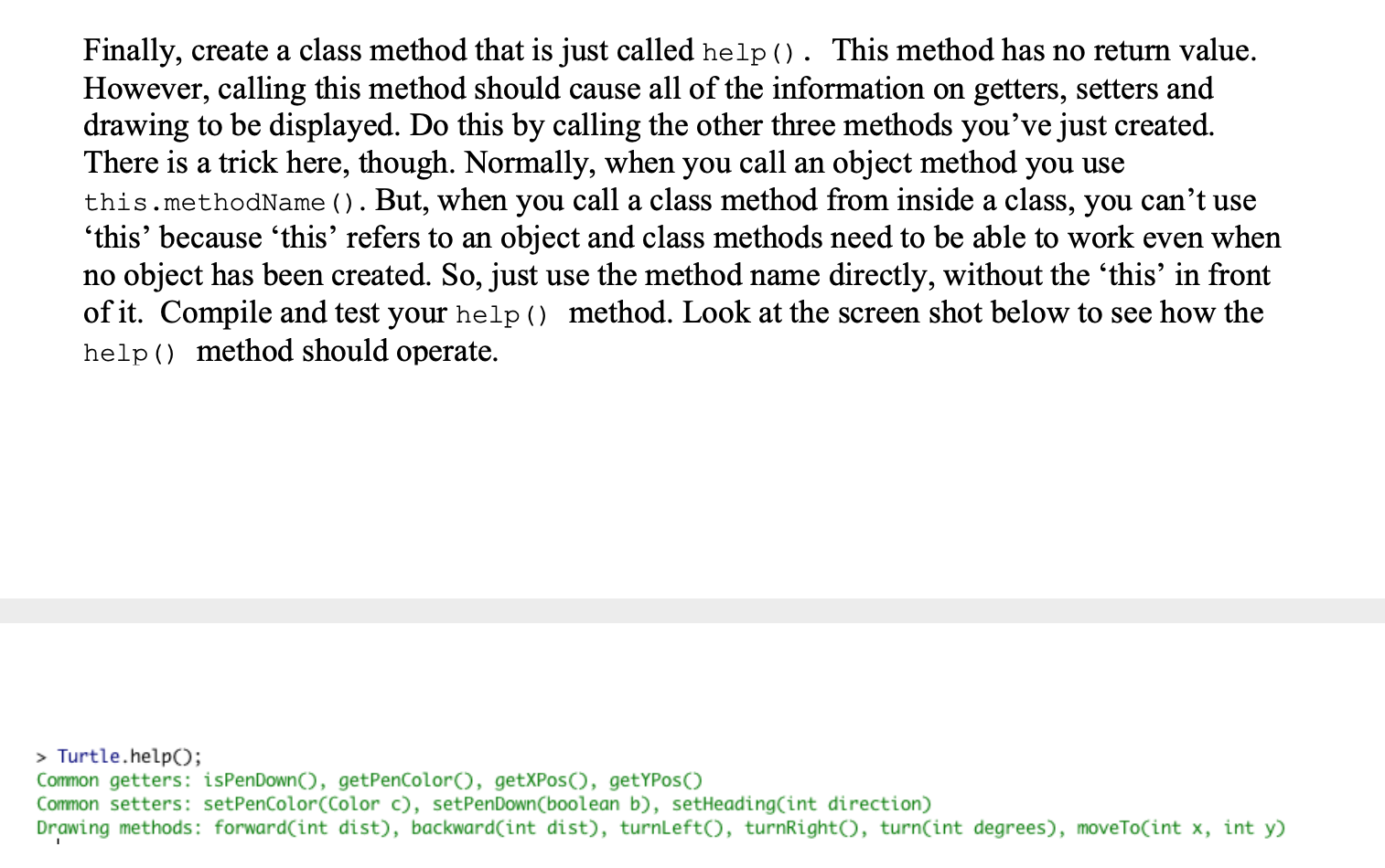 Solved public static String helpGetters(){ String s = new | Chegg.com