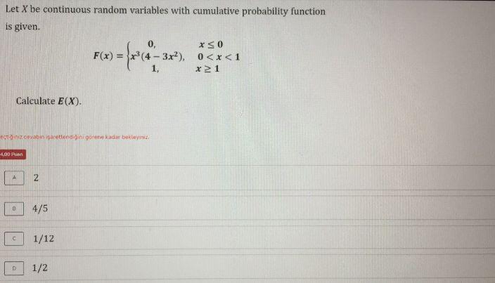 Solved Let X be continuous random variables with cumulative | Chegg.com